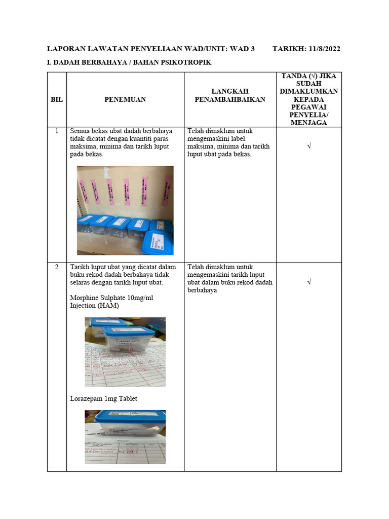 Laporan Lawatan Penyeliaan Wad 3 | PDF