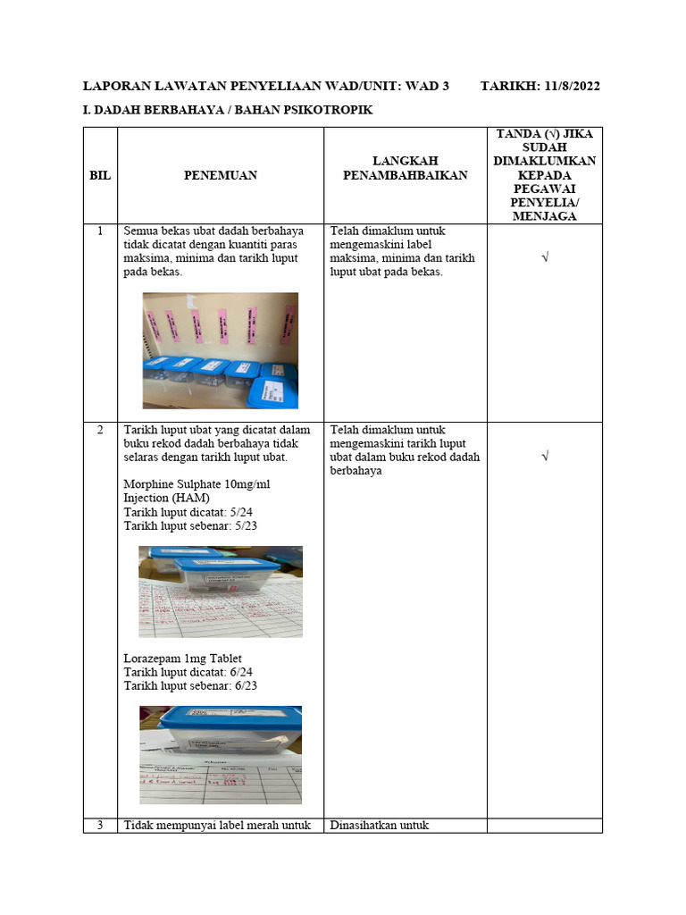 Laporan Lawatan Penyeliaan Wad 3 | PDF