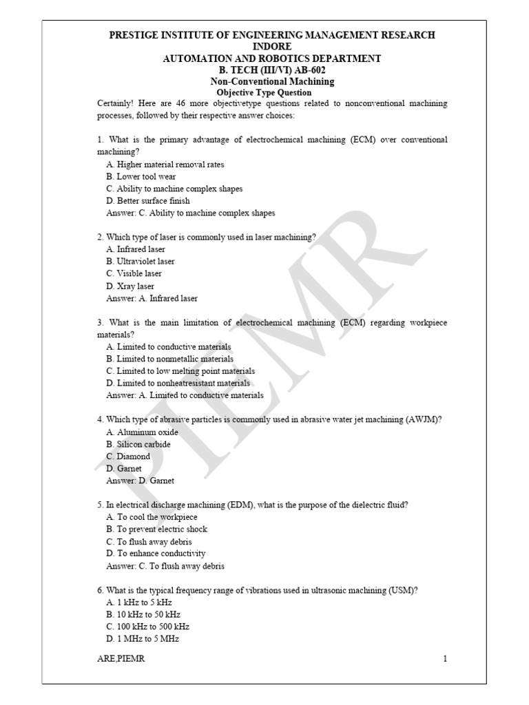 Objective Type Questions | PDF | Machining | Metals Objective Type Questions | PDF | Machining | Metals