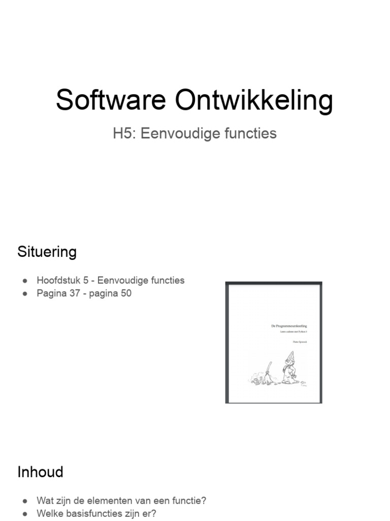 Software Ontwikkeling - H5 Eenvoudige Functies | PDF