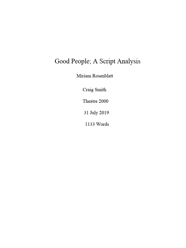 Good People: A Script Analysis Review | PDF | Social Science