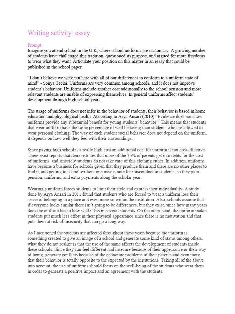 writing activity | PDF | Social Psychology | Behavioural Sciences