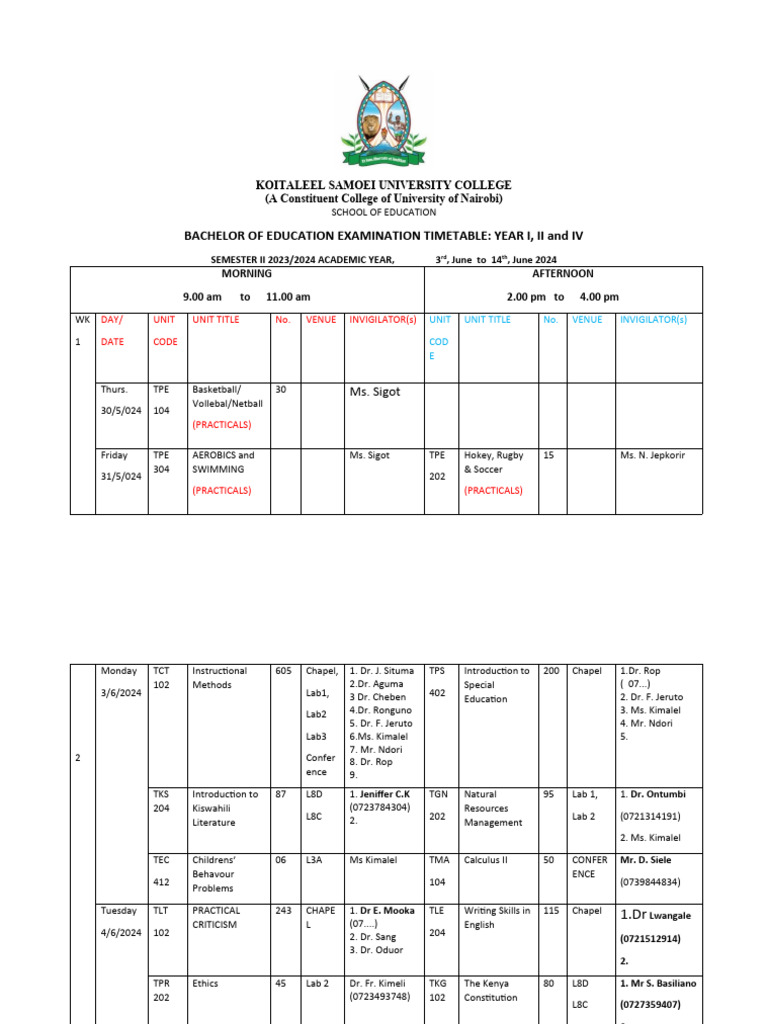Education Exam Timetable 2023/24 | PDF | Linguistics