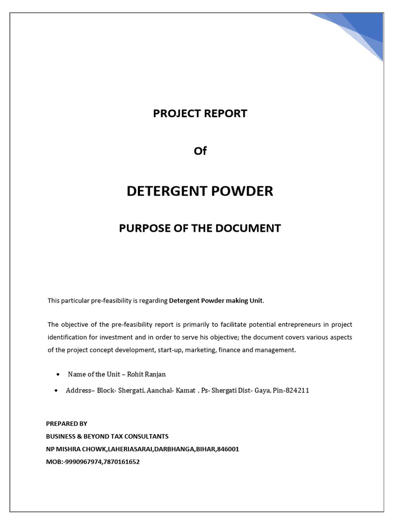 Project Report Rohit Ranjan Detergent Machine - Removed - Compressed | PDF | Textiles | Equity ...