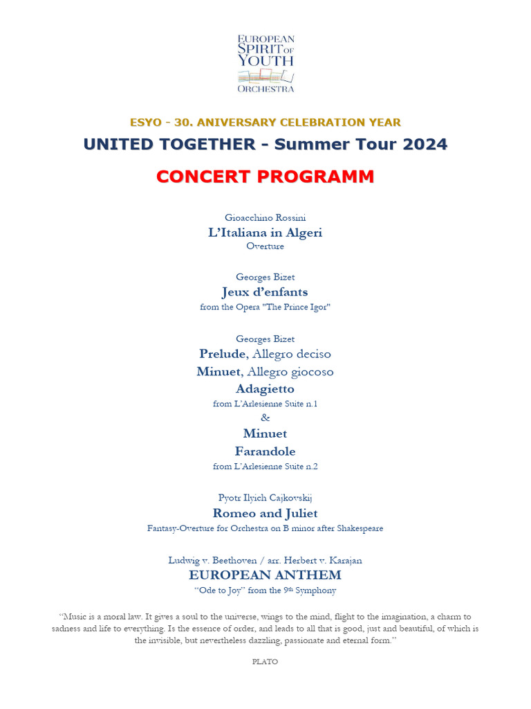 Summer Tour 2024 - Music Program | PDF