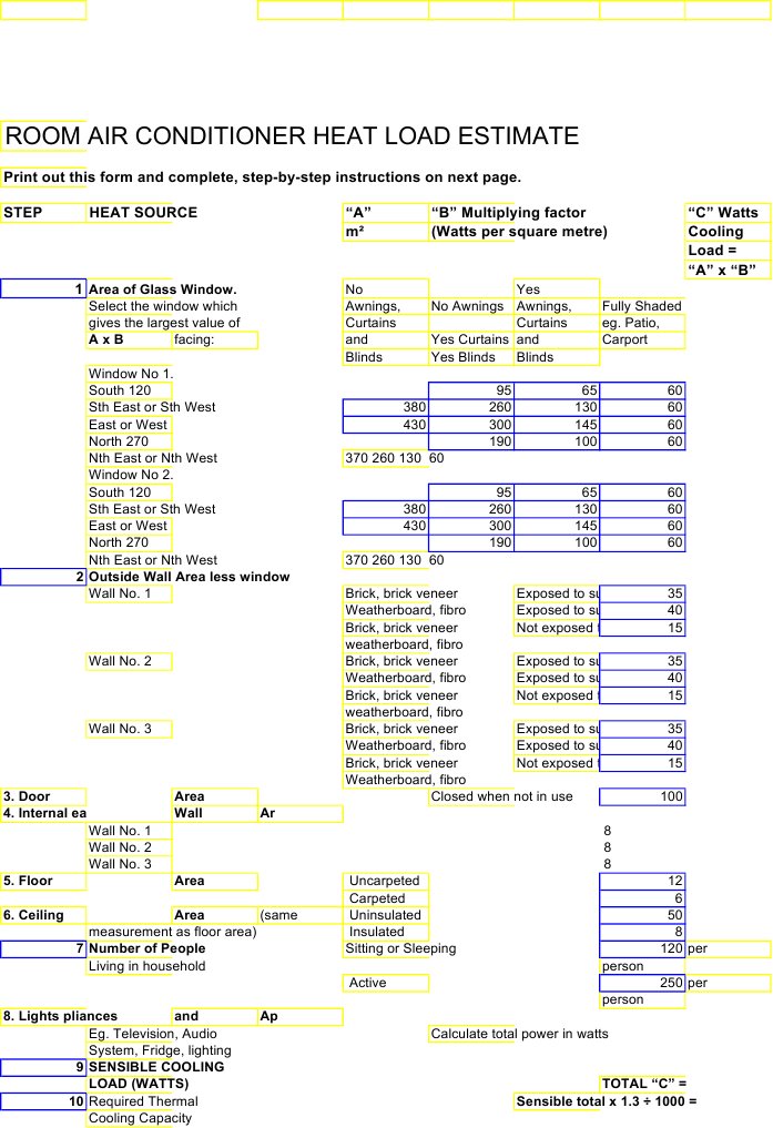 Heat Load Estimat Form | PDF
