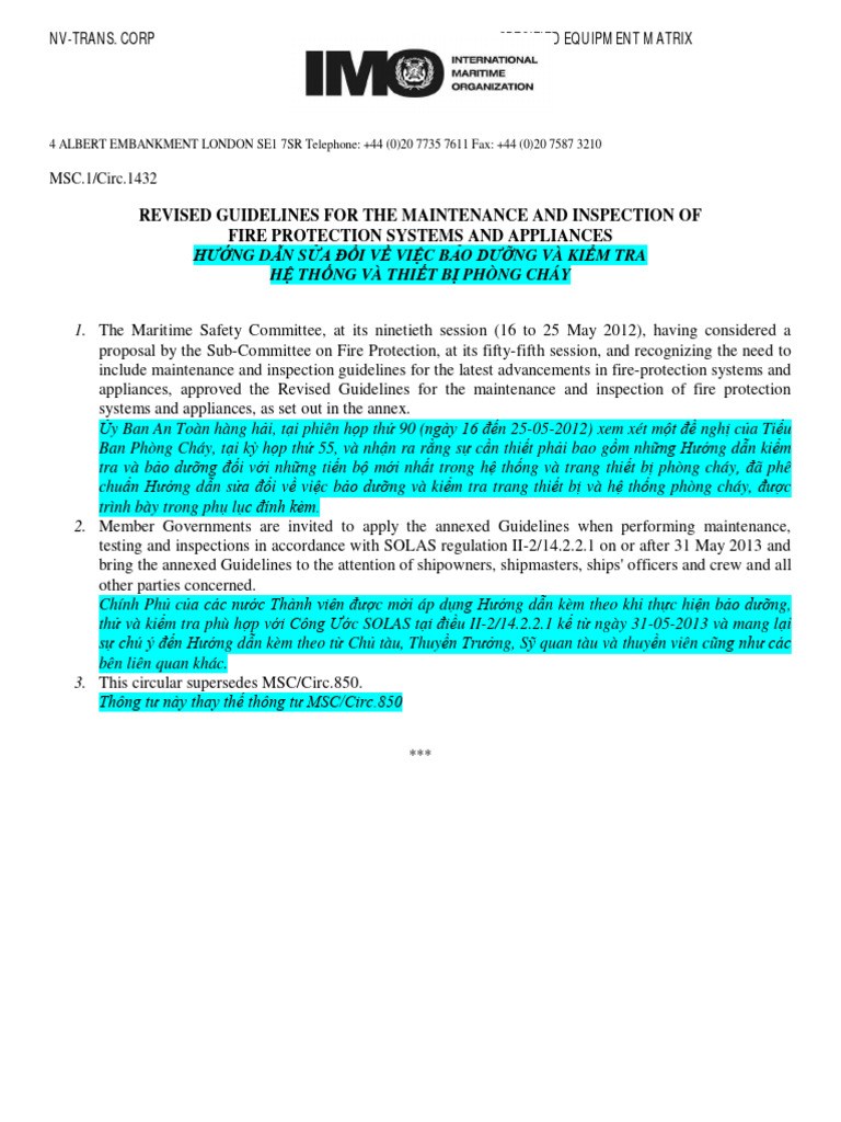 Circ 1432-IMO (FSS, LSA) | PDF