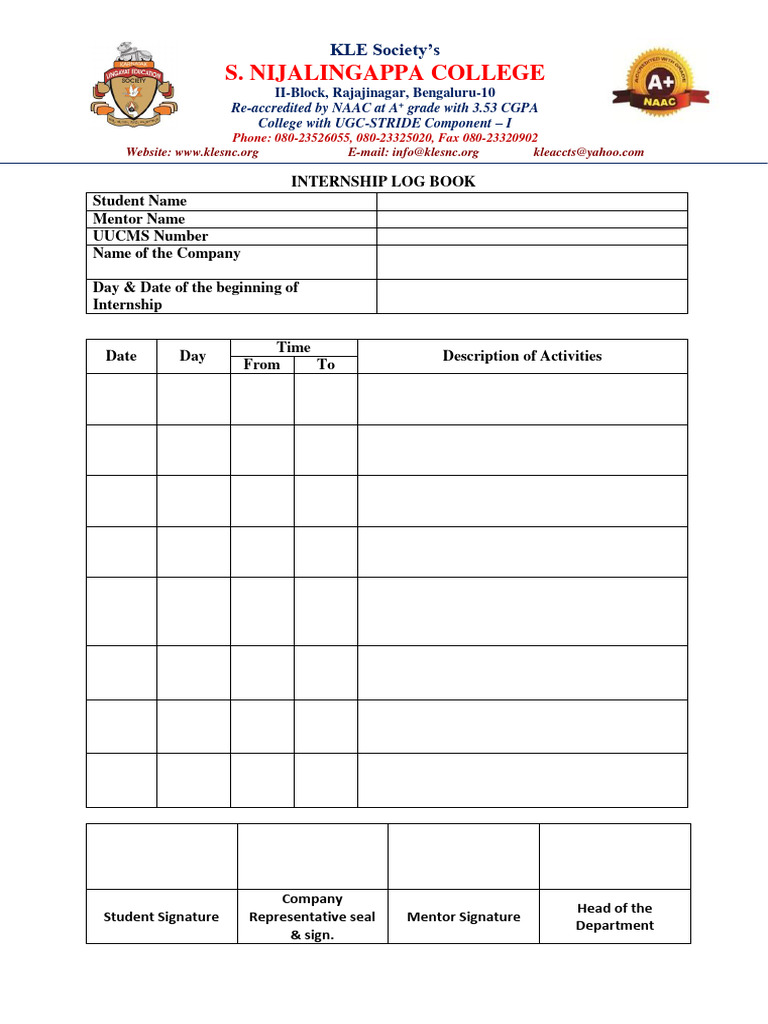Internship log book | PDF | Fax