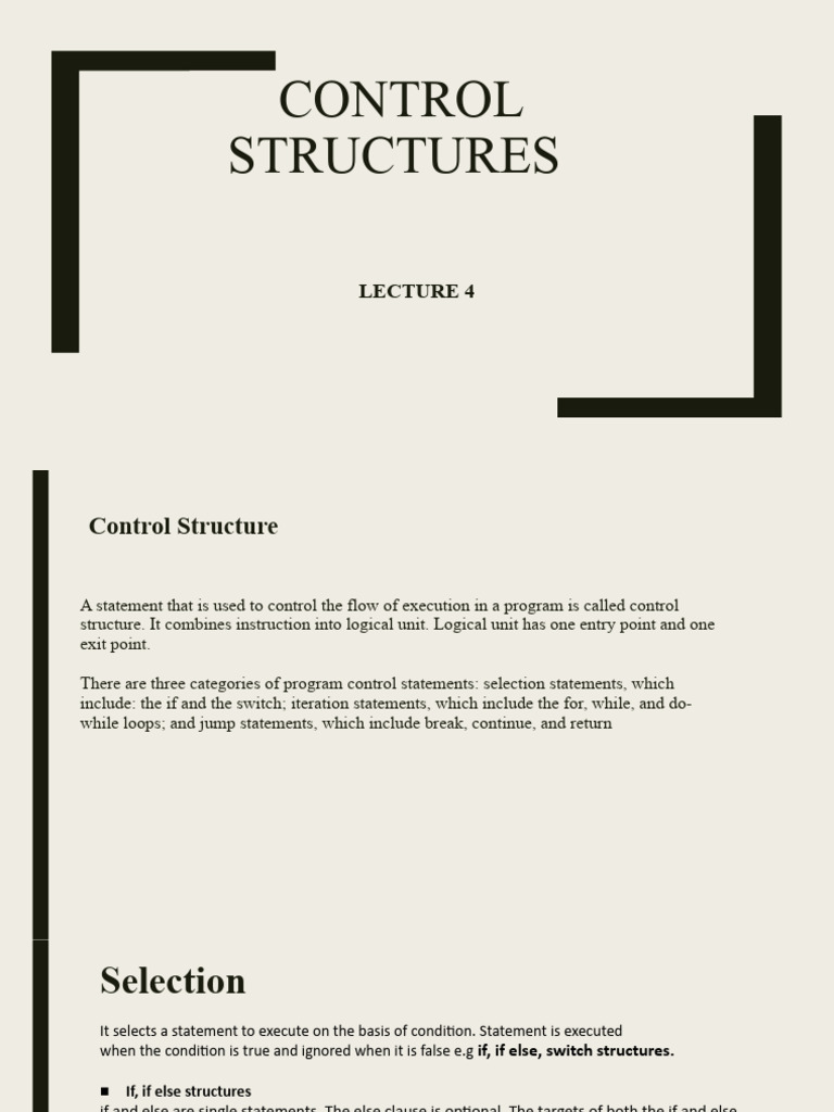 Lec 4 Control Structures | PDF | Control Flow | Software Development