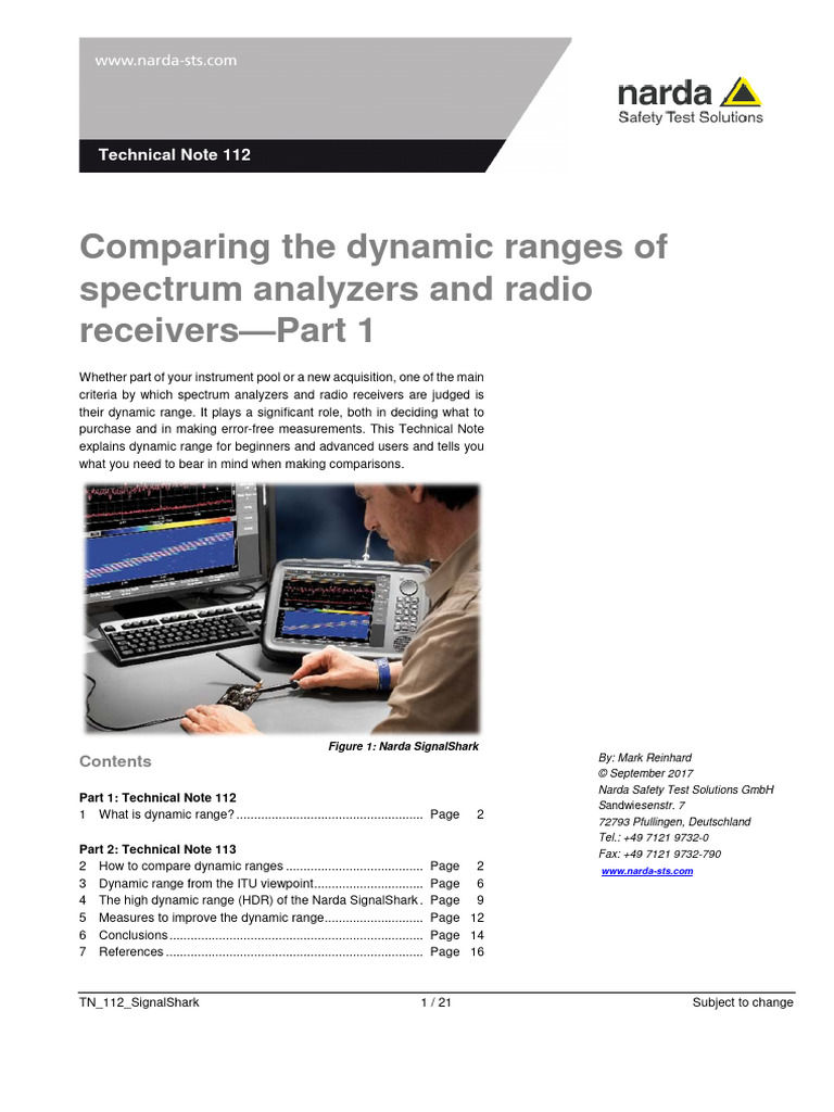 TN 112 SignalShark HDR JFL Dynamic Ranges of Spectrum Analyzers EN ...