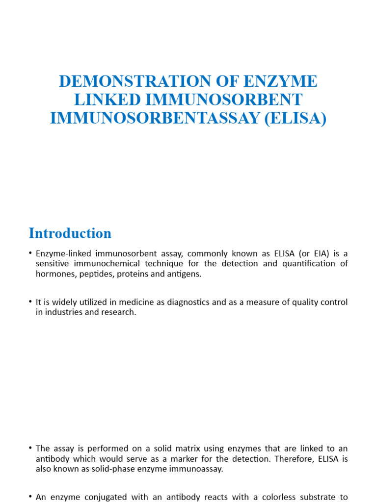 ELISA Demonstration and Techniques | PDF | Elisa | Laboratory Techniques