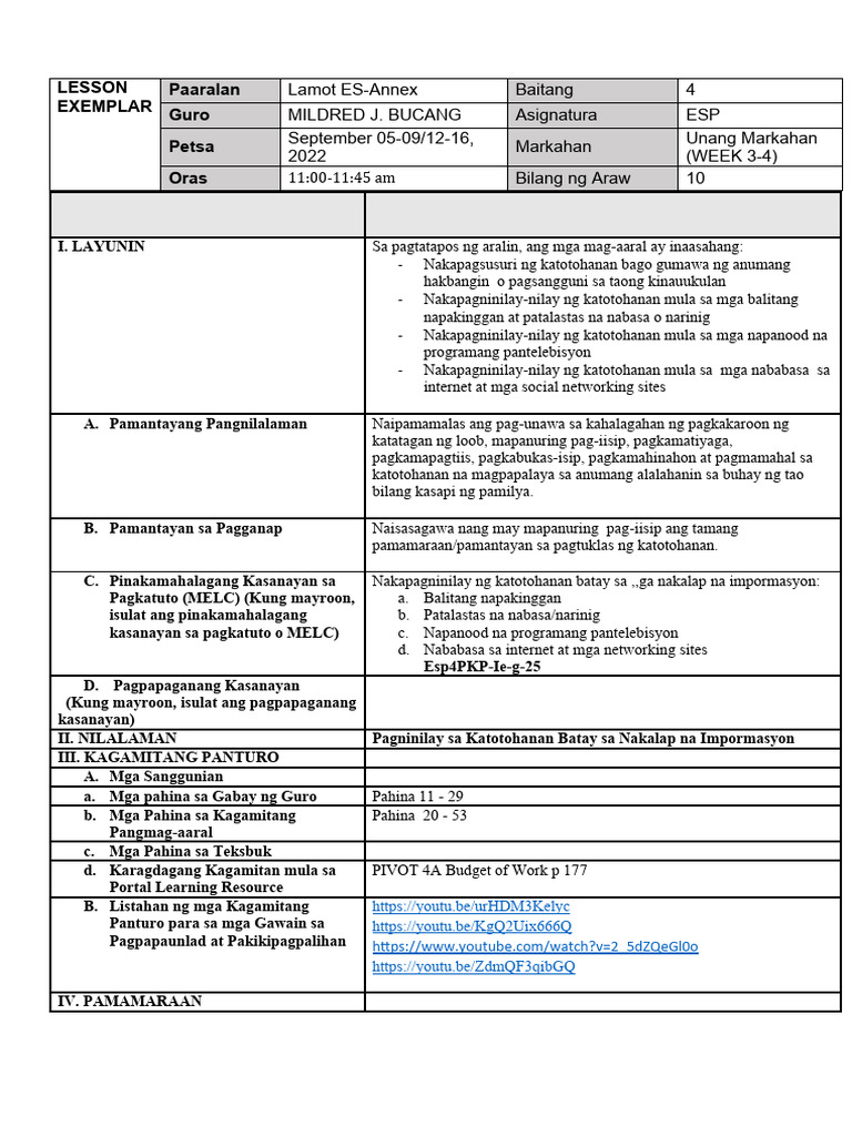 Esp 4-Q1-Melc 3 - Weeks 5-6 | PDF