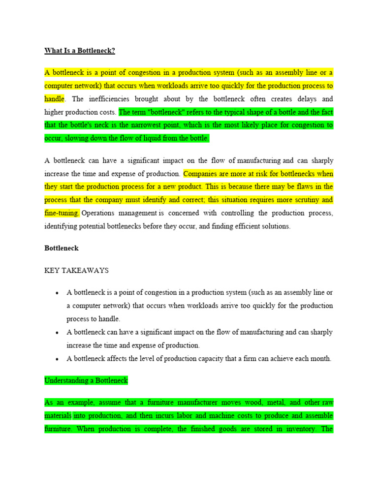 Bottlenecks in Production | PDF | Economies | Production And Manufacturing