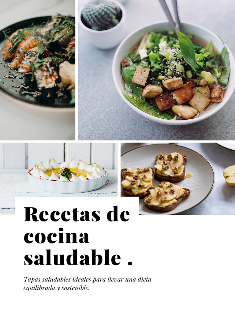 Documento A4 Recetario Cocina Saludable Elegante Fotografías Fondo Blanco | PDF | Alimentos | Cocina