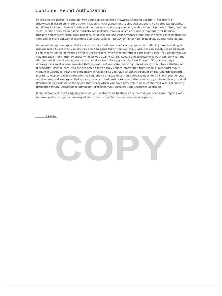 Consumer Report Authorization | PDF | Finance & Money Management | Law