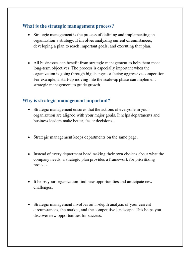 Understanding the Strategic Management Process | PDF | Strategic ...