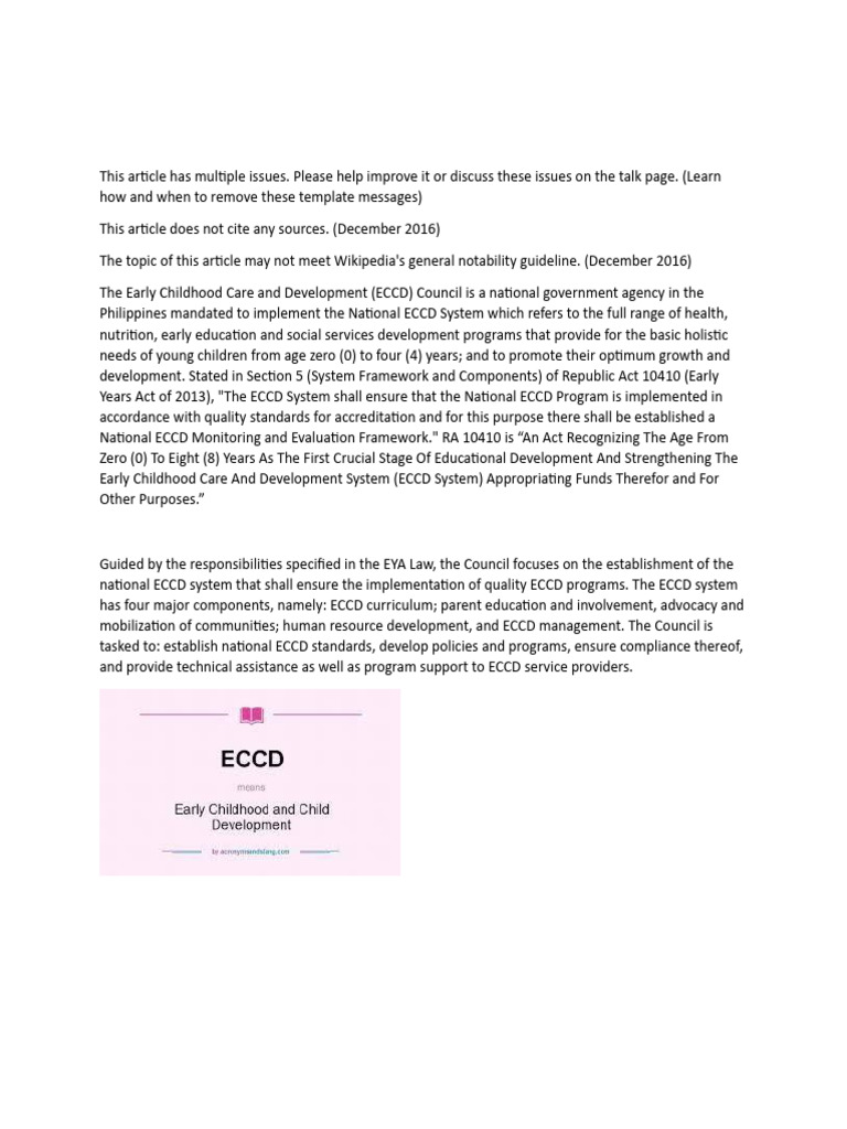 ECCD Council: Early Childhood Development in the Philippines | PDF