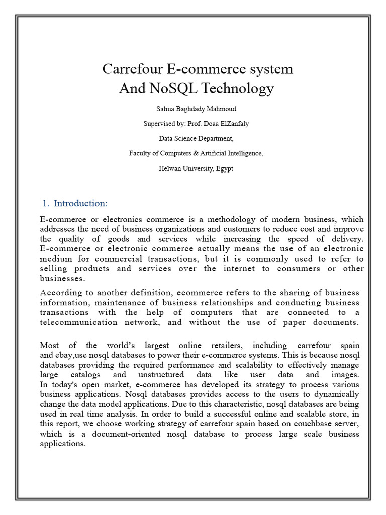 Carrefour E-Commerce System and NoSQL Technology | PDF | No Sql ...
