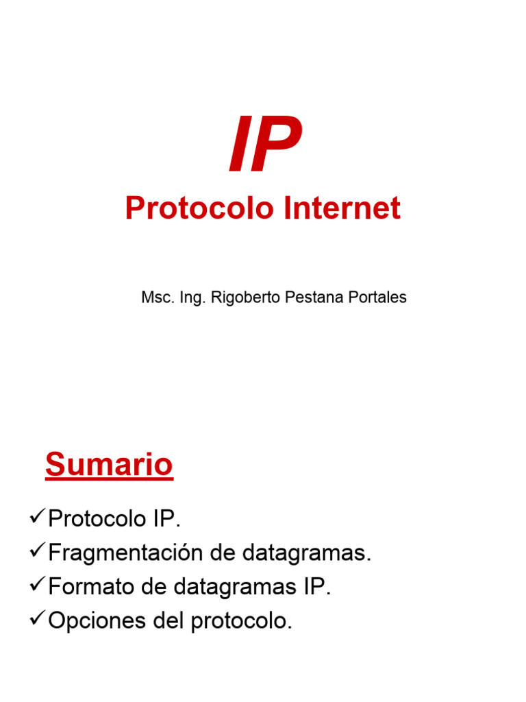 Fundamentos del Protocolo IP | PDF | Protocolos de internet | Dirección IP