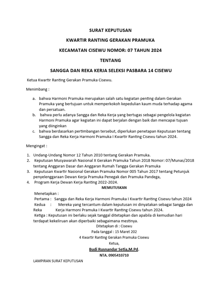 SURAT KEPUTUSAN Revisi | PDF