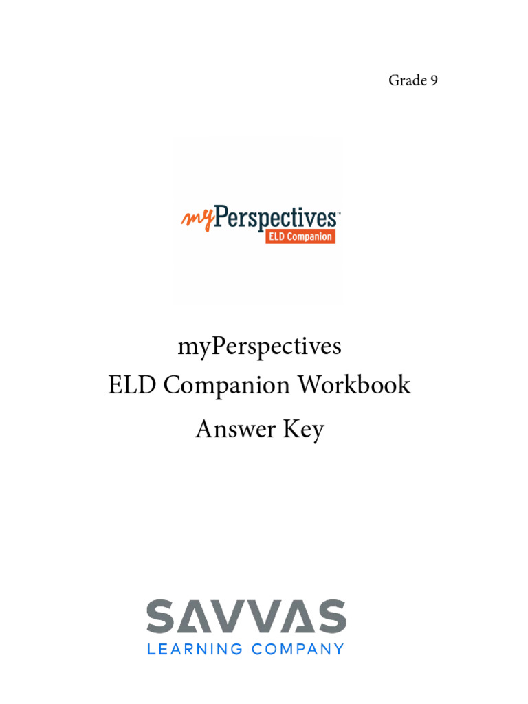 Myperspectives Eld Companion Workbook Answer Key: Grade 9 | PDF ...