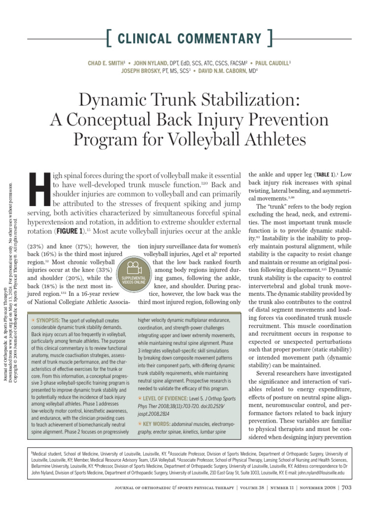 Smith Et Al 2008 Dynamic Trunk Stabilization A Conceptual Back Injury ...
