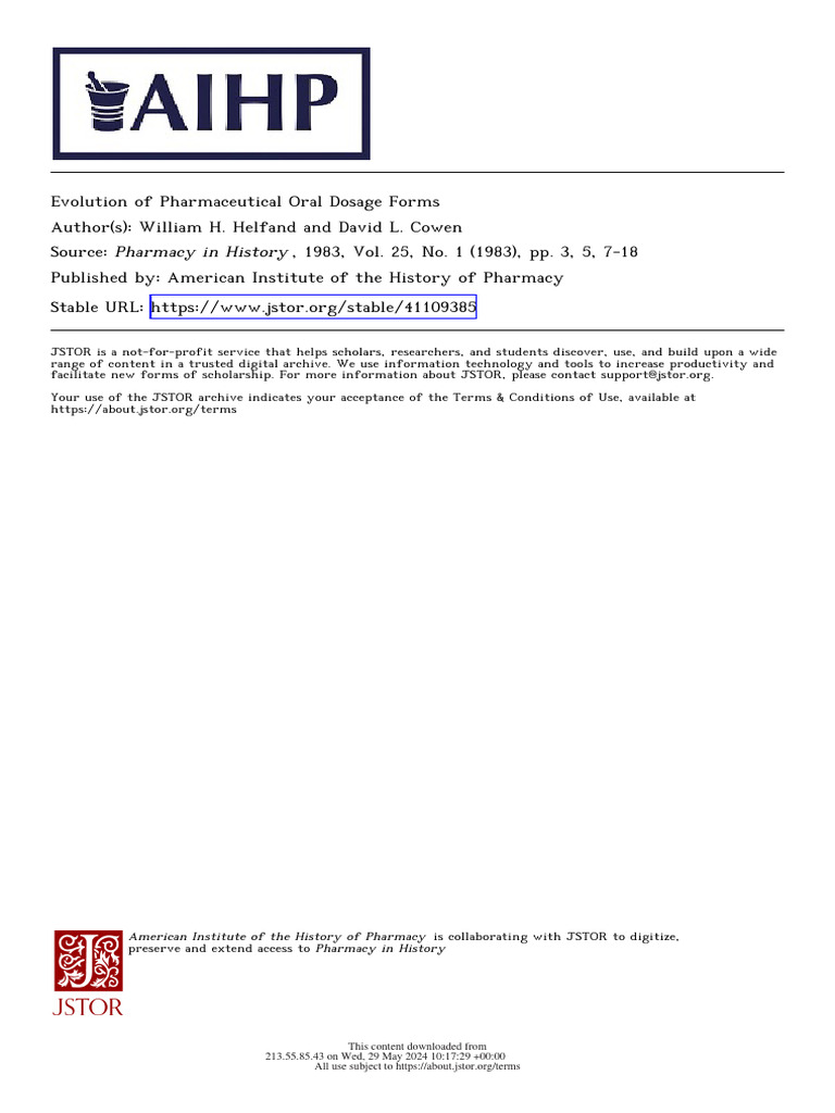 Helfand EvolutionPharmaceuticalOral 1983 | Download Free PDF | Tablet ...