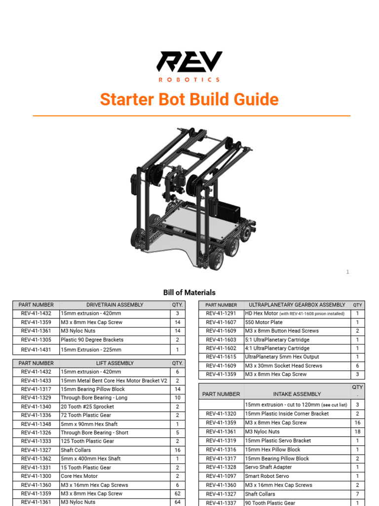REV Robotics Power Play Robot Build Guide | PDF | Screw | Axle