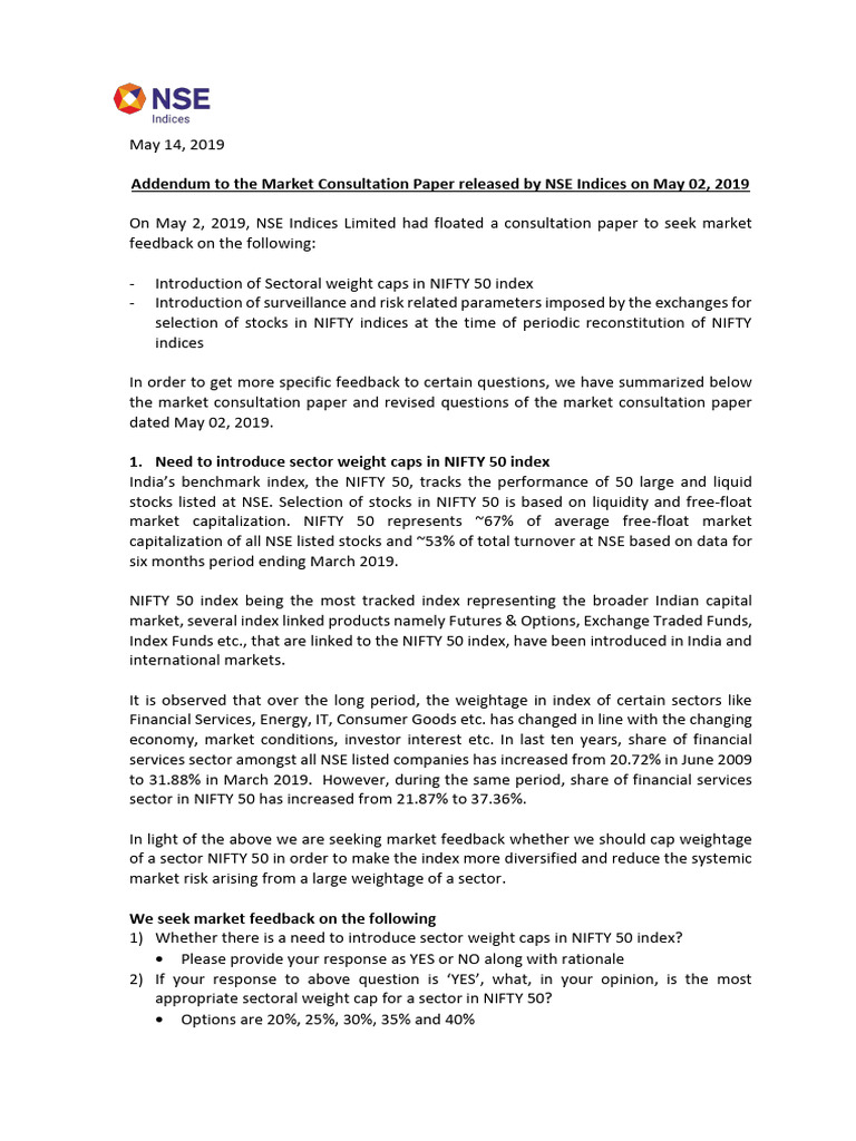 Addendum Market Consultation | PDF | Stock Market Index | Financial Markets