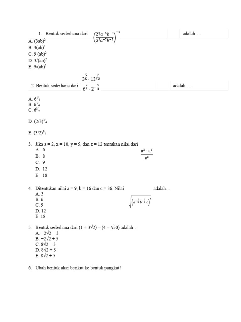 Soal Sas Math Kelas 10 SMSTR 1 | PDF | Teknologi & Rekayasa