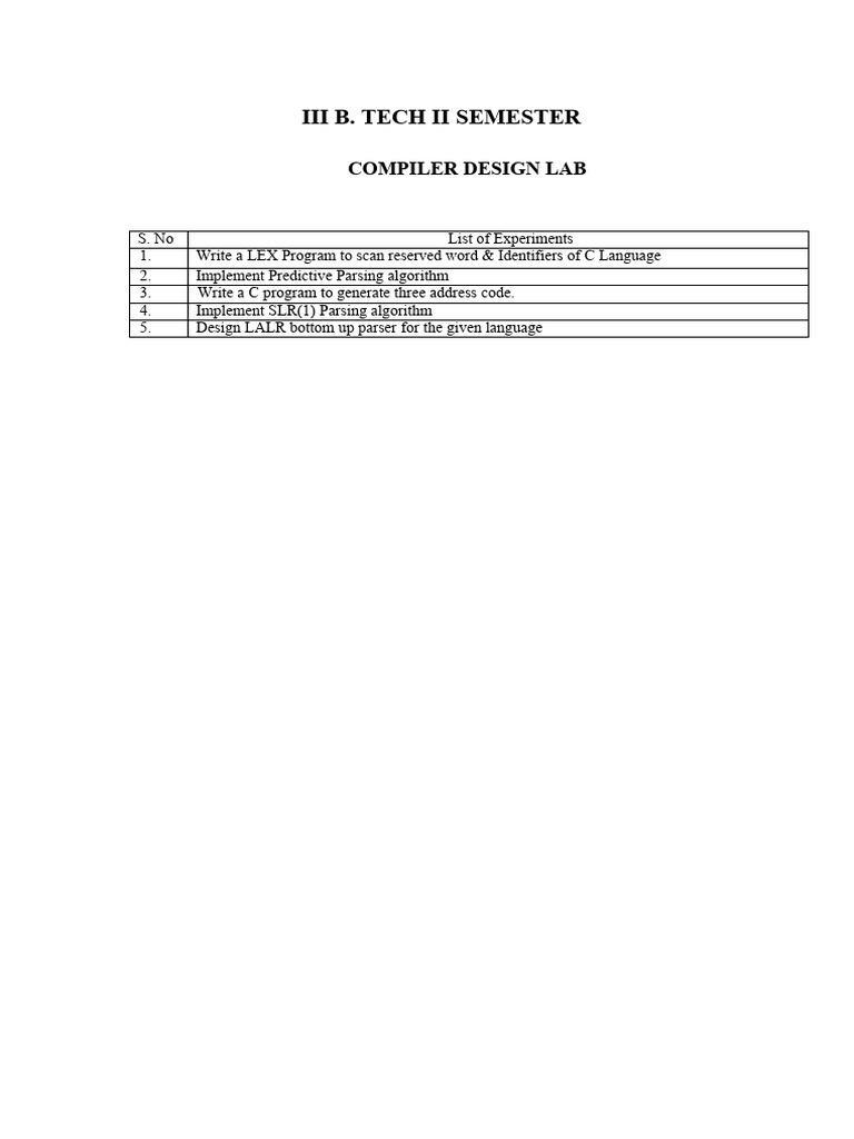 Cd Lab Manual Pdf Parsing Computer Program 