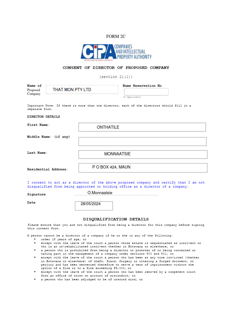Director-consent form 2 | PDF