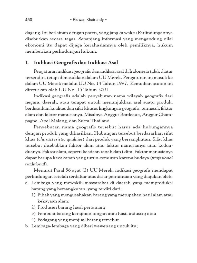 Indikasi Geografis dalam UU Merek Indonesia | PDF | Bisnis | Teknologi ...