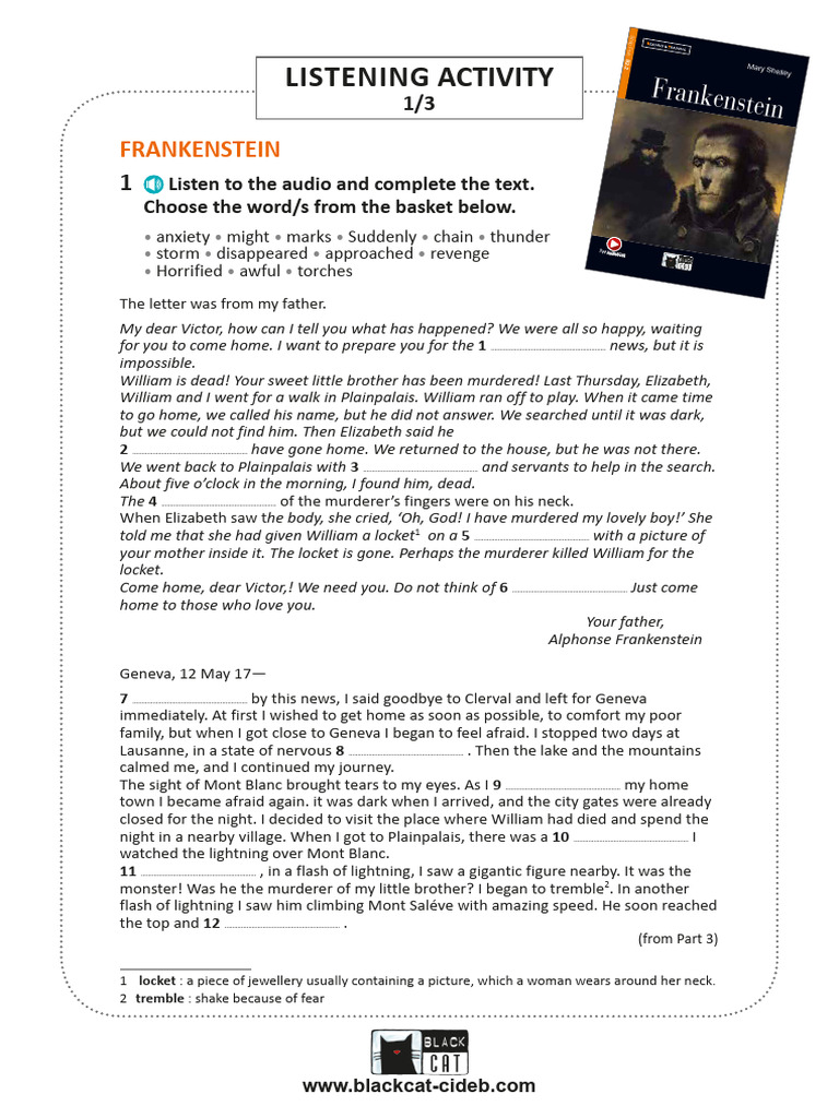 Listening Activity Frankenstein | PDF | Prometheus | Frankenstein