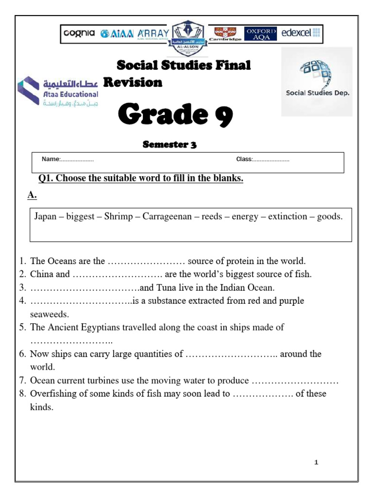 Grade 9: Social Studies Final Revision | PDF | Slum | Oceans
