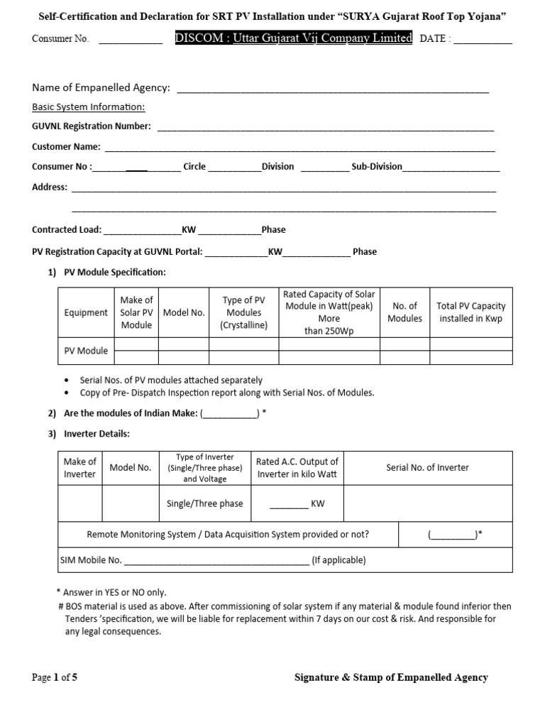 Self Declaration-Certificate | PDF | Photovoltaics | Solar Panel