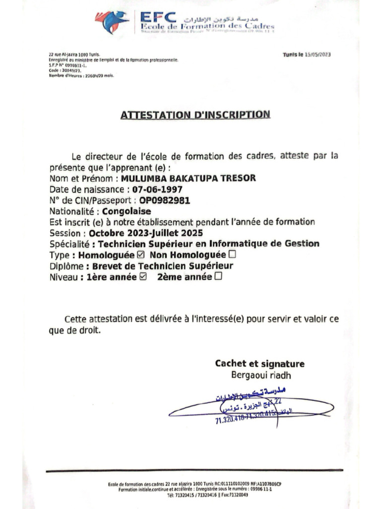 Inscription EfC | PDF