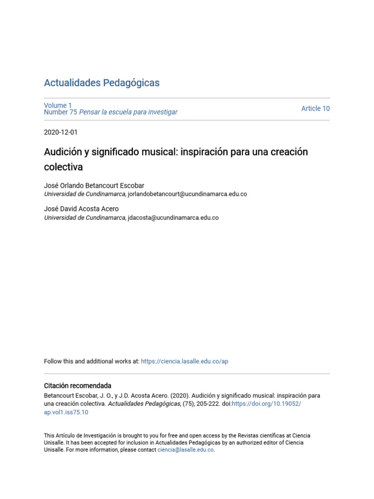 Audición y Significado Musical - Antecedente | PDF | Aprendizaje ...