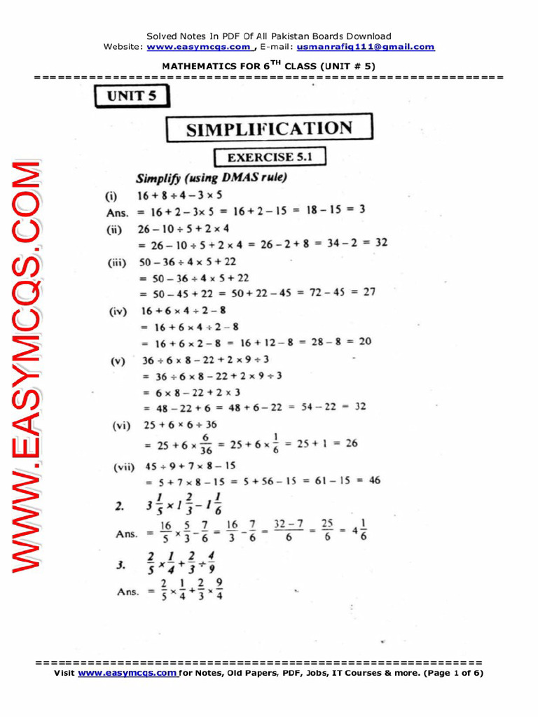 6th Grade Math Unit 5 | PDF