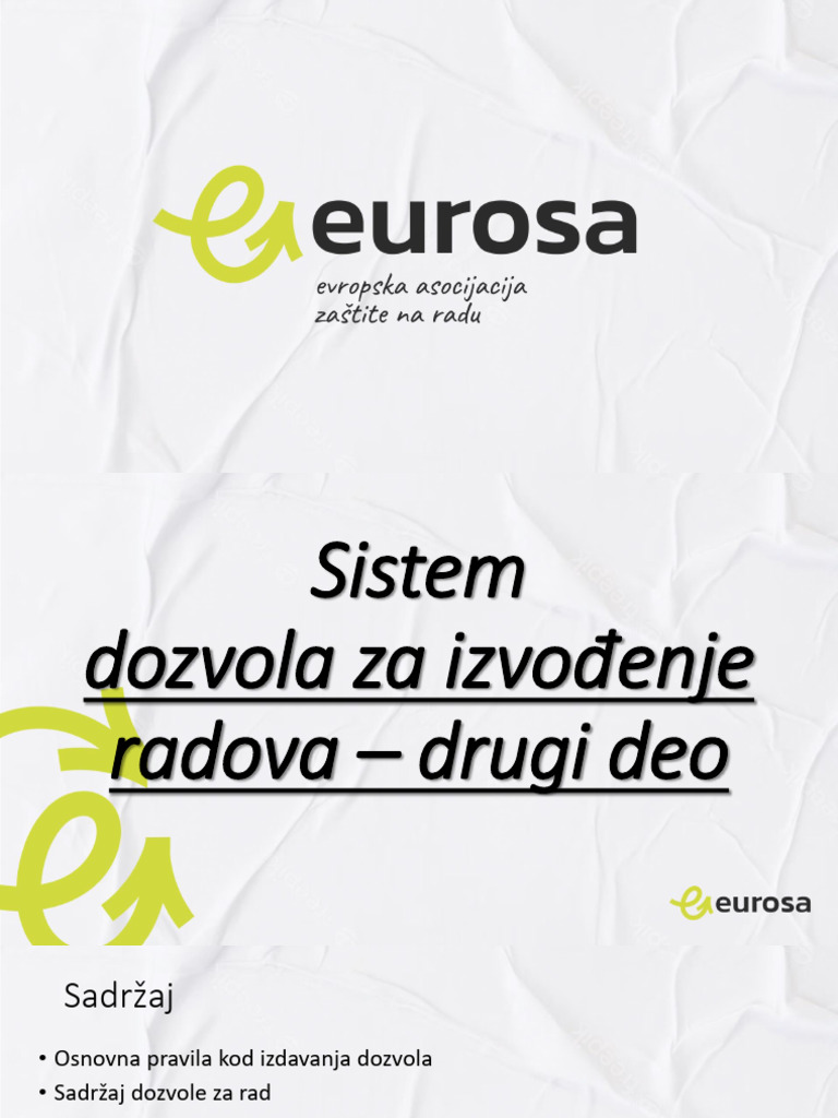 Sistem Dozvola Za Izvoä - Enje Radova Prezentacija | PDF