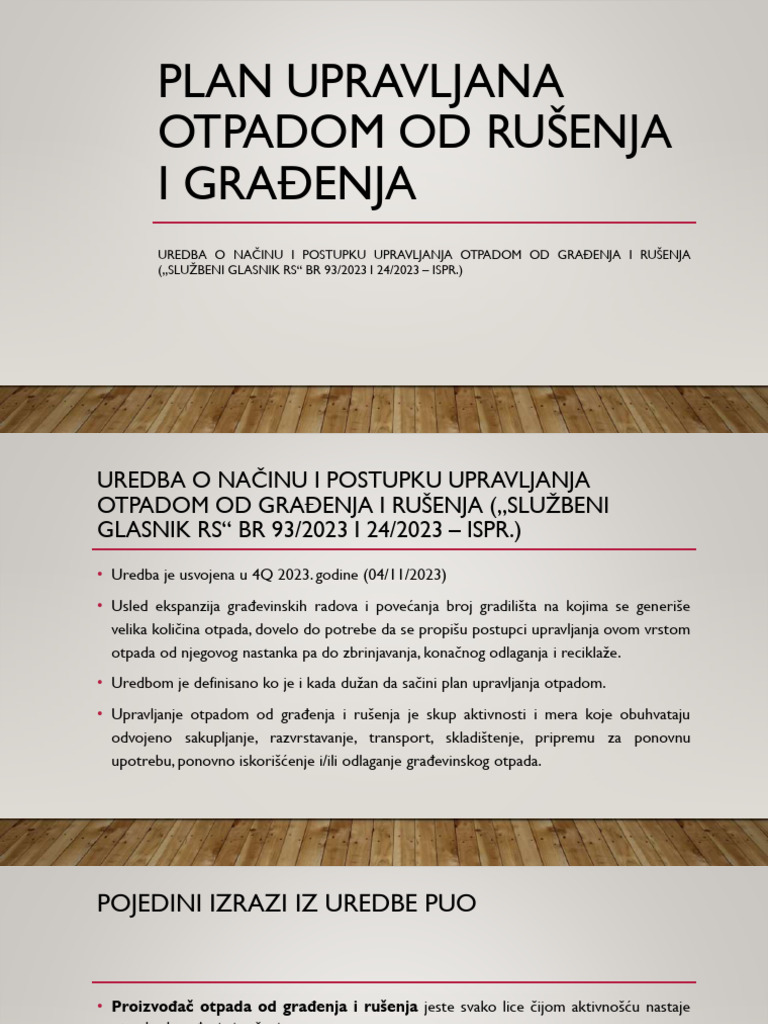 Plan Upravljana Otpadom Od Rušenja I Građenja | PDF