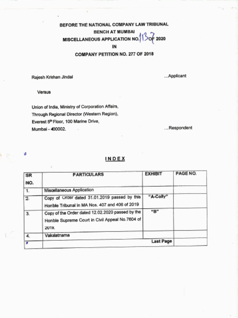 Rajesh Krishna Jindal NCLT | PDF