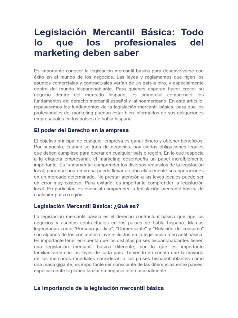 Legislación Mercantil Básica | PDF | Mercado (economía) | Marketing