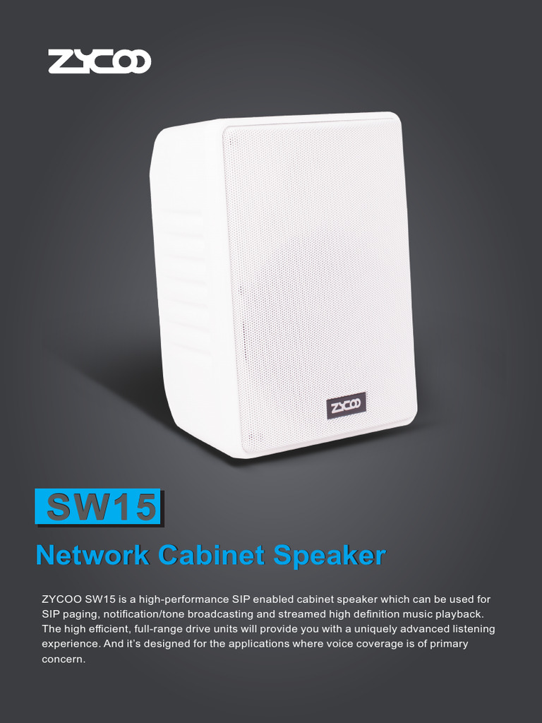 SW15_Network_Cabinet_Speaker_Datasheet | PDF | Session Initiation ...