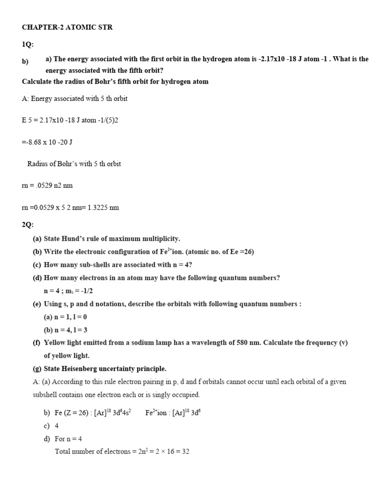 At STR | PDF | Atomic Orbital | Electron Configuration