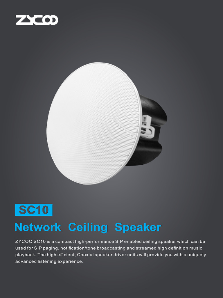 SC10 Network Ceiling Speaker Datasheet | PDF | Session Initiation ...