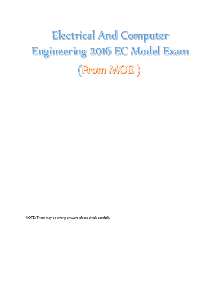 Electrical And Computer Engineering 2016 EC Model Exam | PDF