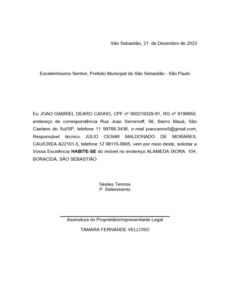 Modelo de Requerimento Prefeitura | PDF