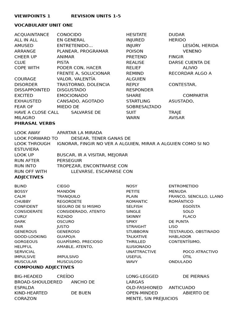 Viewpoints 1 Revision Units 1 7 PDF Free | PDF