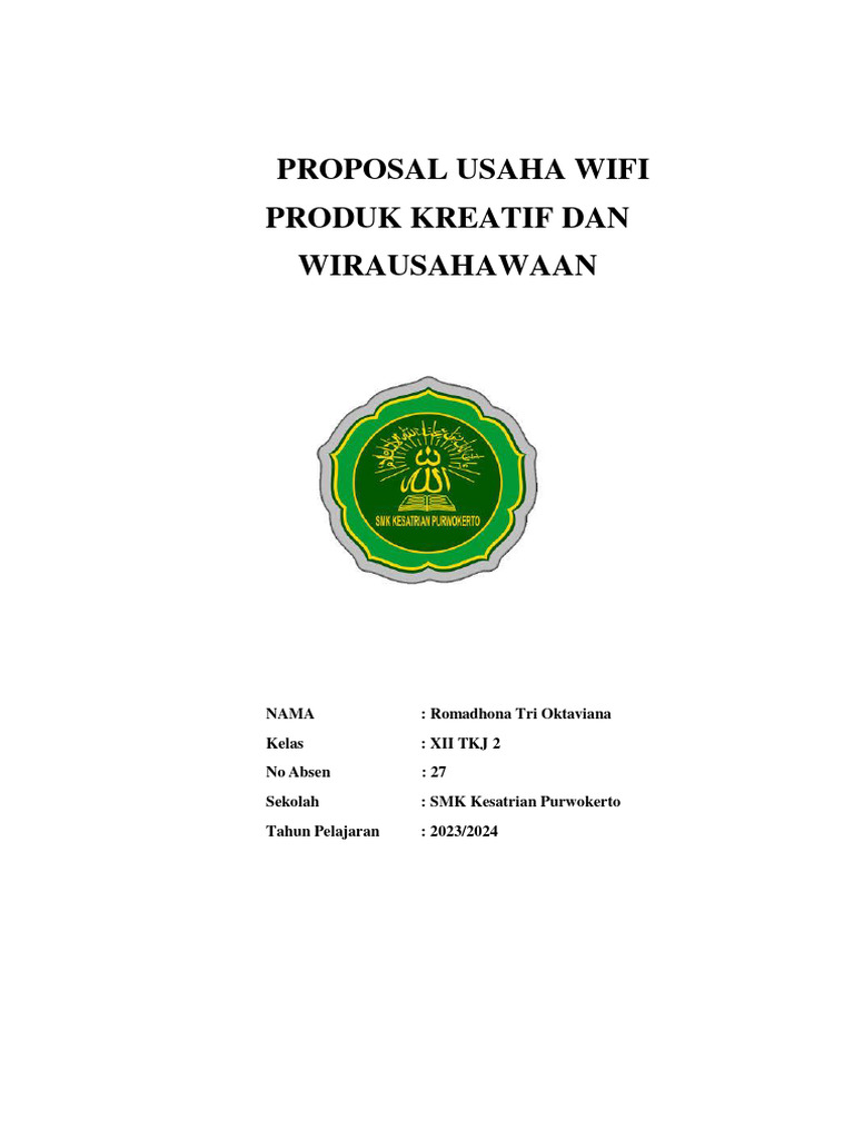 PROPOSAL USAHA WIFI - PSAJ PKK Dona | PDF